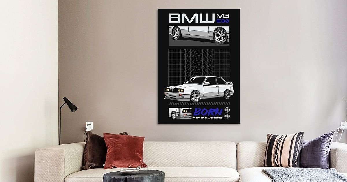 BMW M3 E30 Auto van Adam Khabibi op canvas, behang en meer